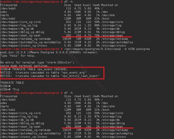 How to reclaim space on /storage/seat in vCenter Appliance 5.5 or 6.x ...